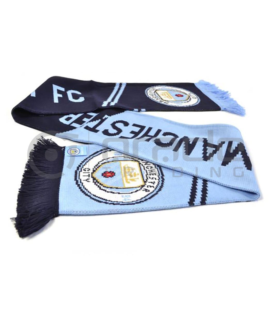 Shop Wholesale Manchester City Knitted Scarf - UK Made – Oracle Trading ...